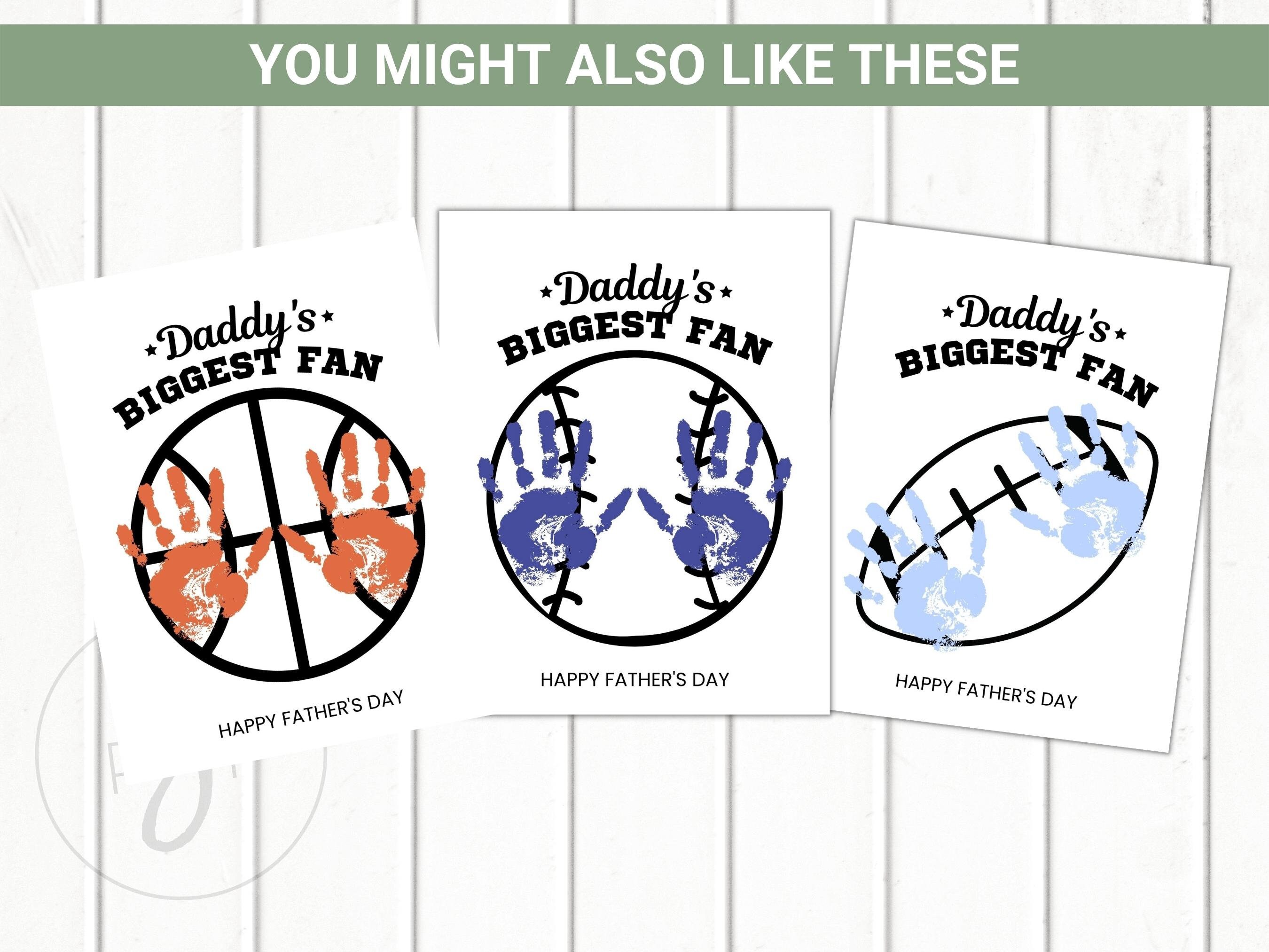 Daddy's Biggest Fan, Soccer Dad Gift, Handprint Art Craft, Father's Day ...