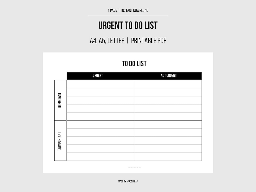 Urgent to Do List to Do List Printable Notepad Planner - Etsy