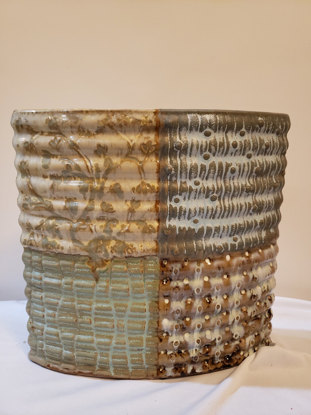 Mid Century Modern Color Block Ceramic Vase, Decorative Vase for Silk ...