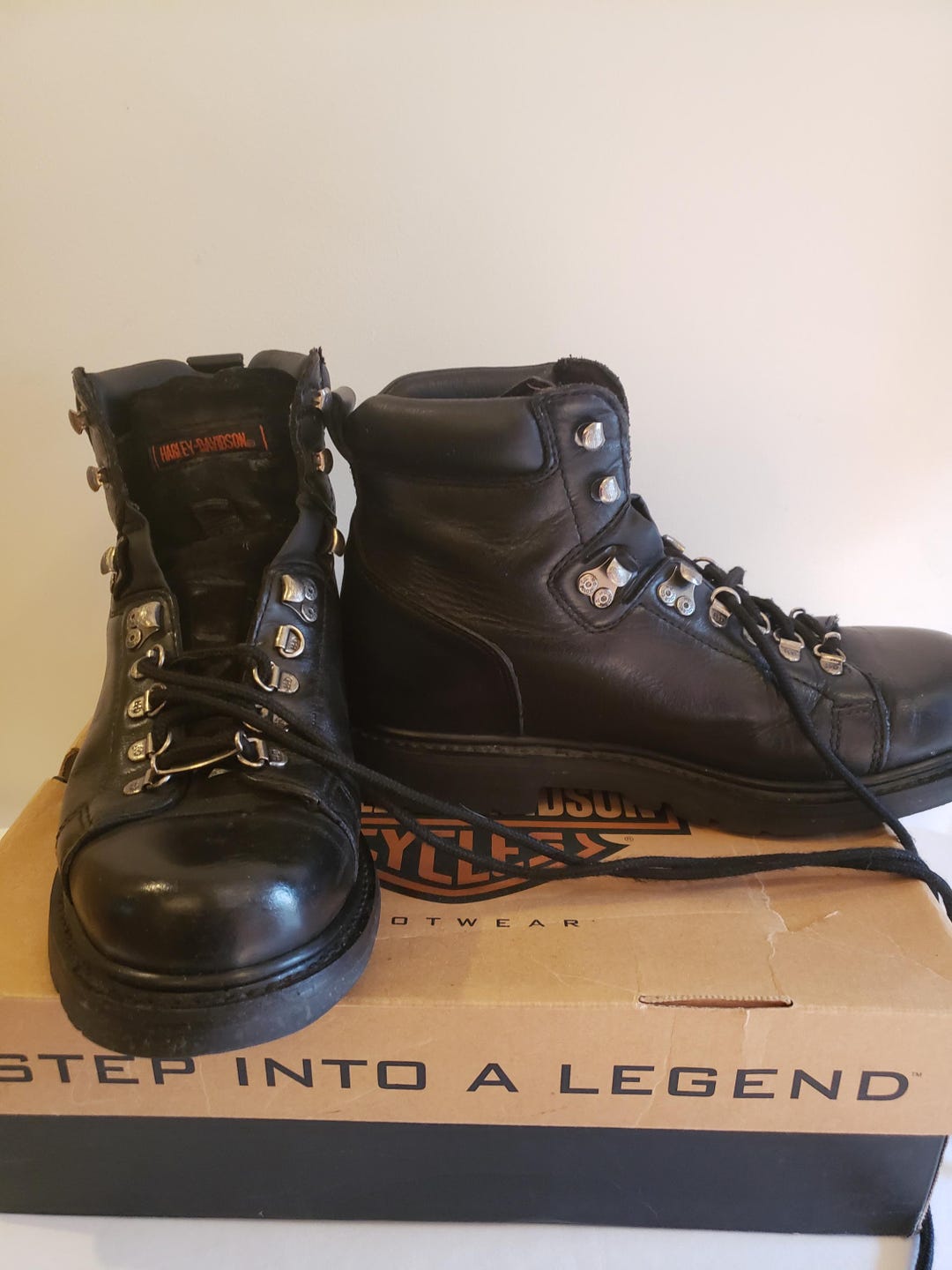 Vintage Men's Harley Davidson Motorcycle Boots, Dipstick 91610 Ankle ...
