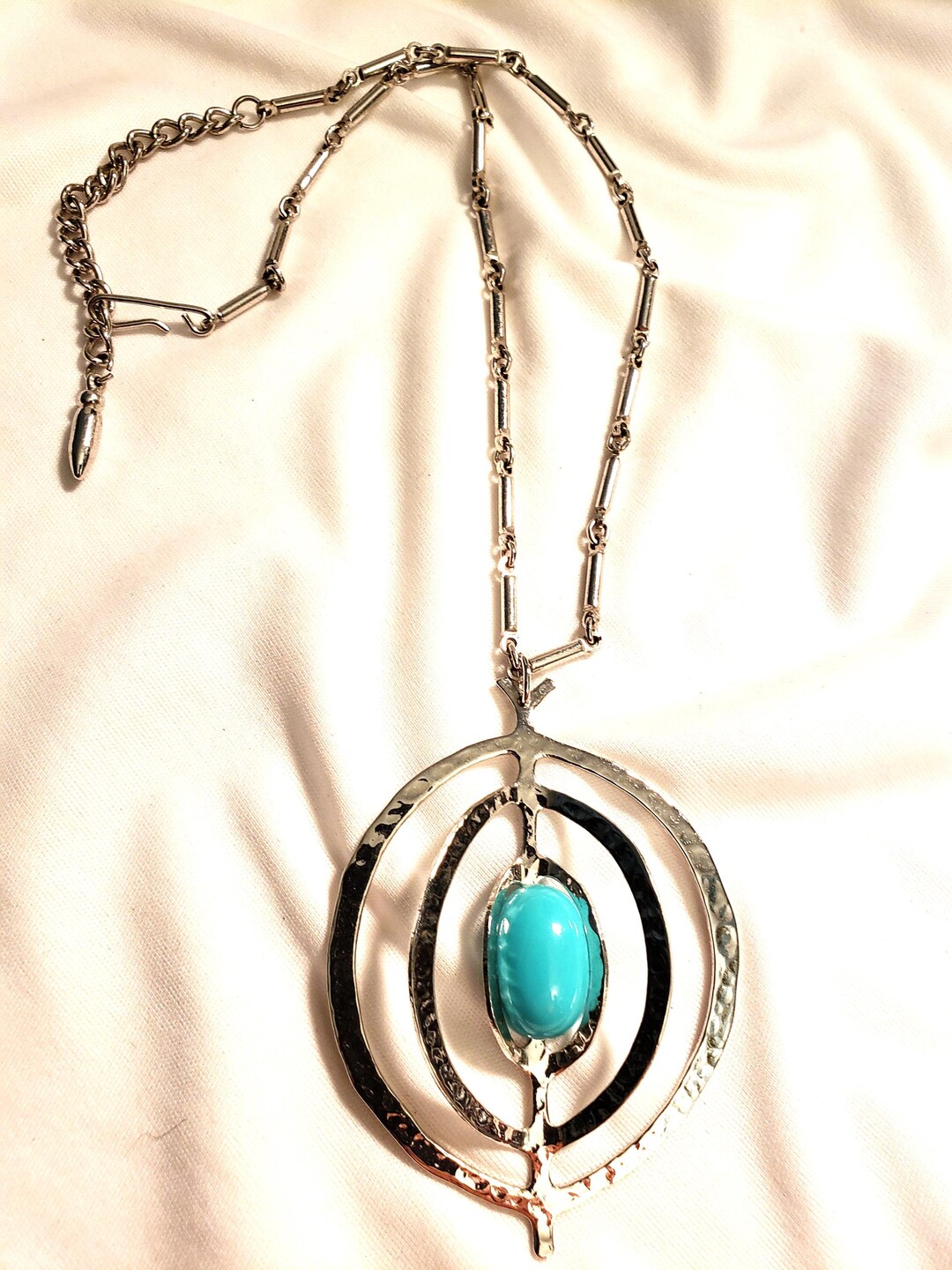 Vintage Sarah Coventry Turquoise "saturn Drop" With Attached Silver ...