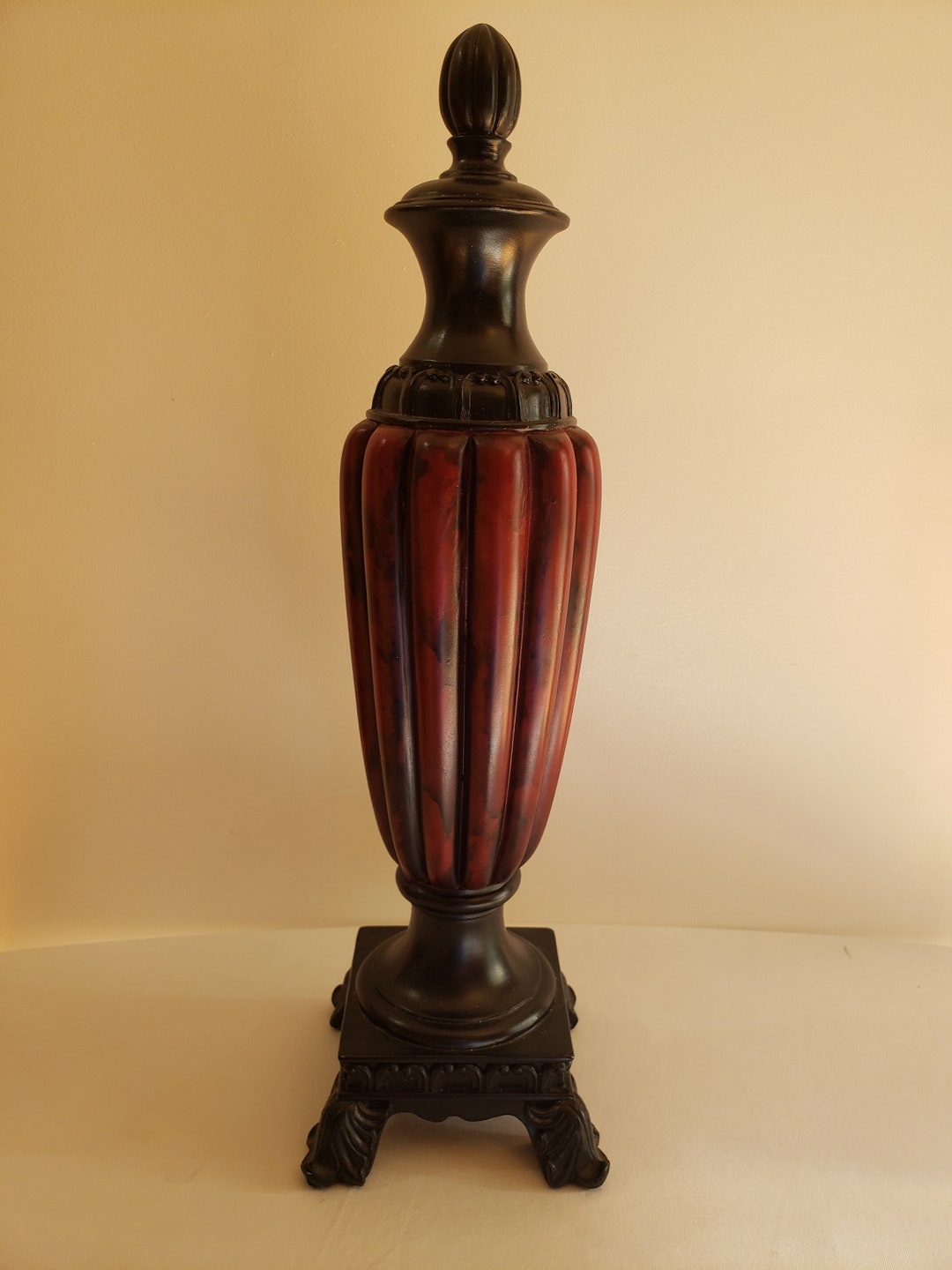 Vintage Red Tuscan Statue, Old World Decor, Tuscan Decor, Tuscan Pillar ...