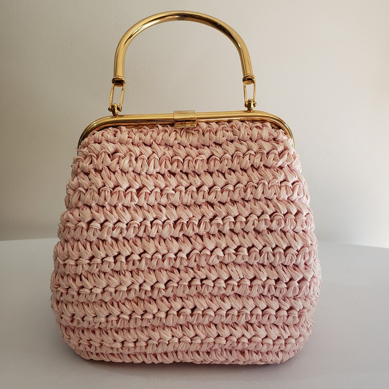 Vintage Jana Designer Pink Straw Purse, Pink Straw Handbag, Designer ...