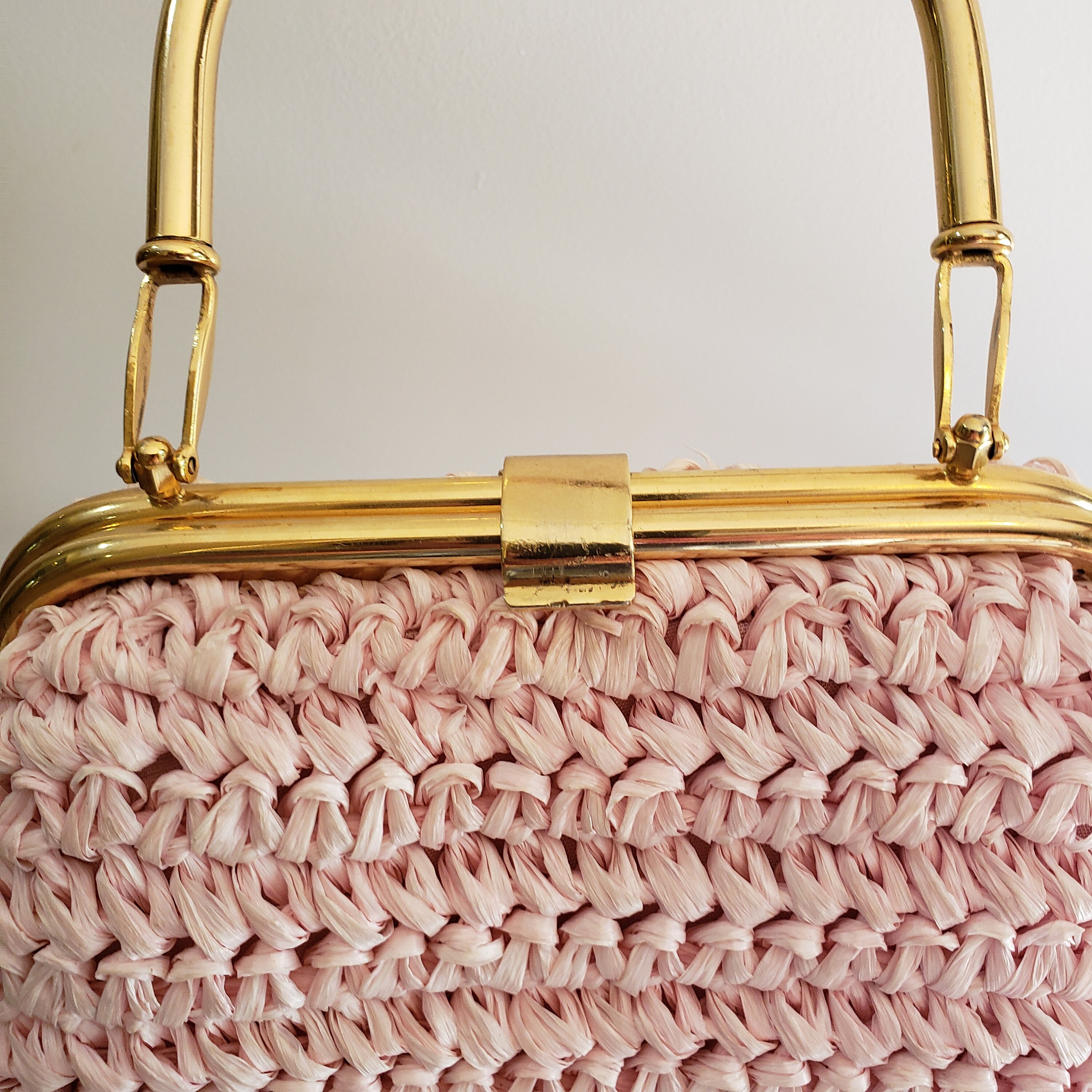 Vintage Jana Designer Pink Straw Purse, Pink Straw Handbag, Designer ...