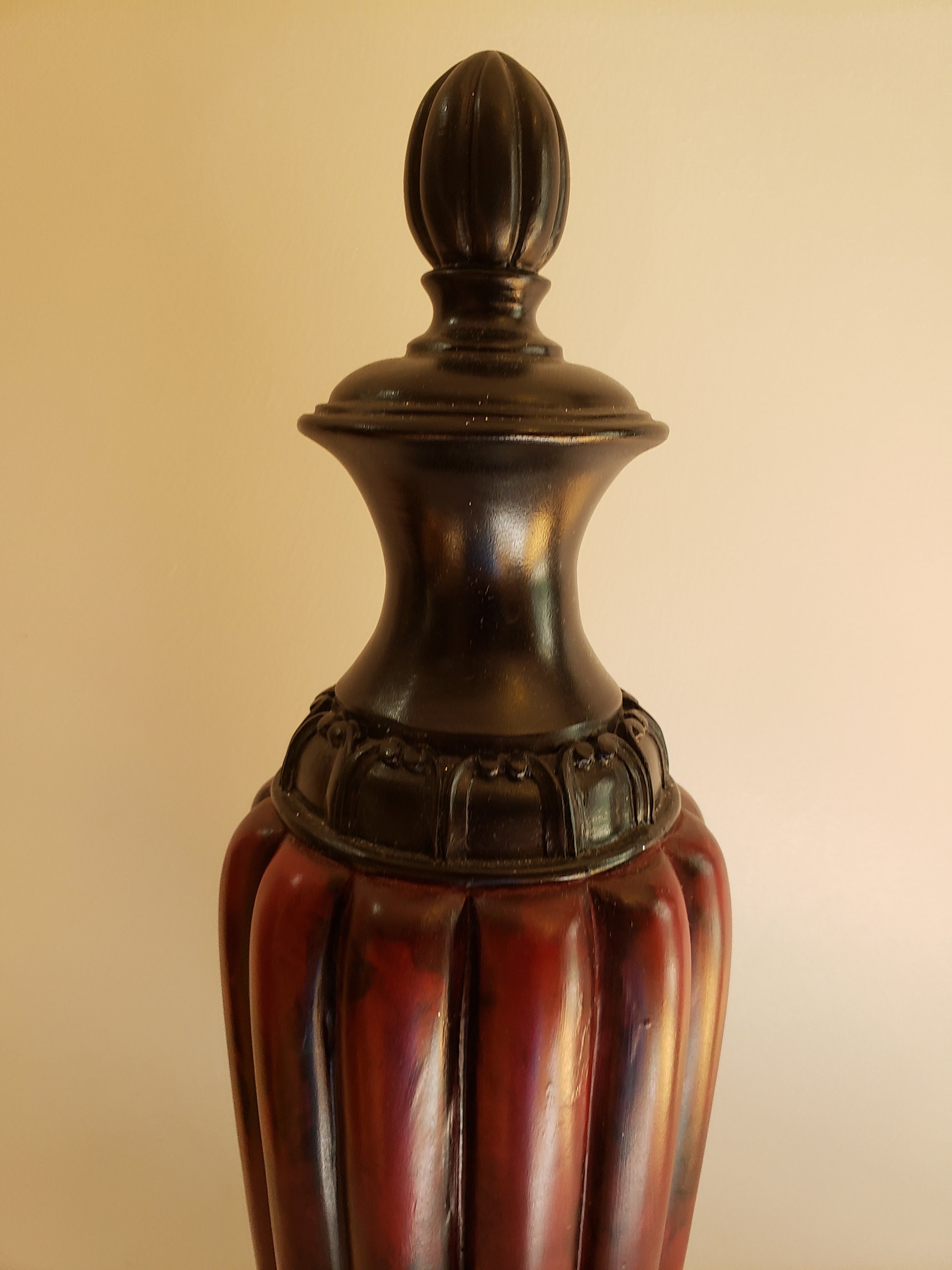 Vintage Red Tuscan Statue, Old World Decor, Tuscan Decor, Tuscan Pillar ...