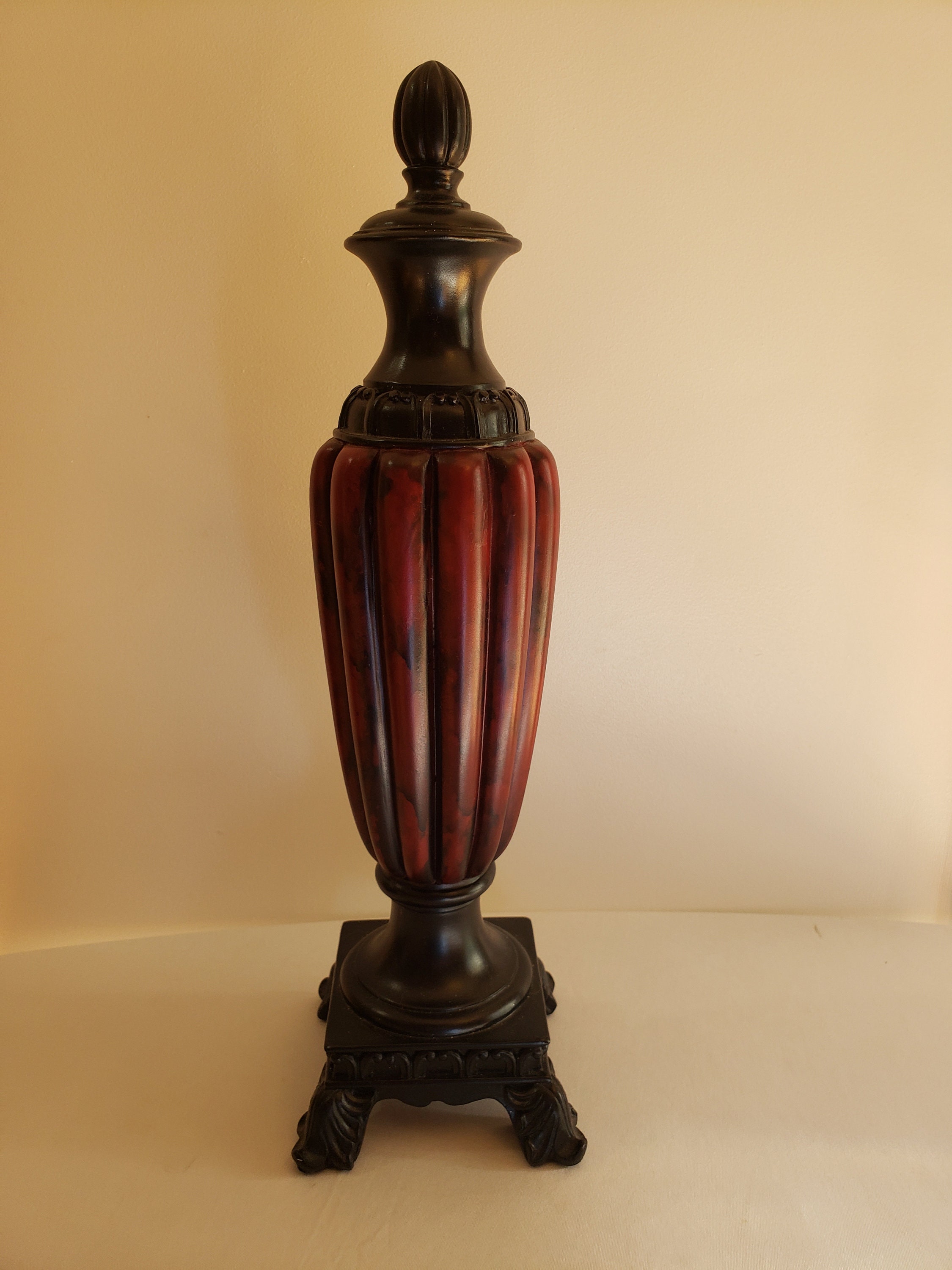 Vintage Red Tuscan Statue, Old World Decor, Tuscan Decor, Tuscan Pillar ...