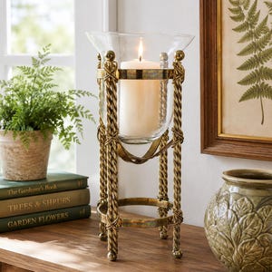 Brass and Twisted Glass Candle Holder - Etsy