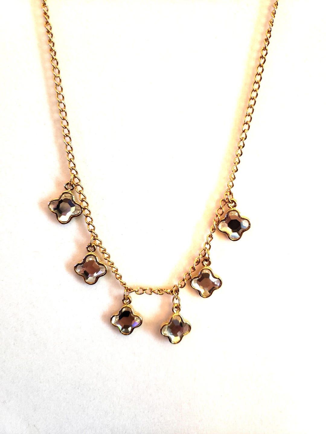 Vintage Sarah Coventry Gold Chain Necklace With Rhinestone Flower ...