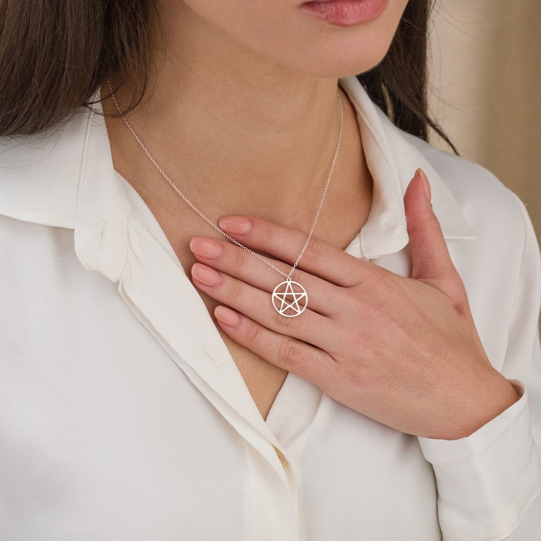 925K Sterling Silver Pentagram Necklace, Pentagram Pendant, Wiccan ...