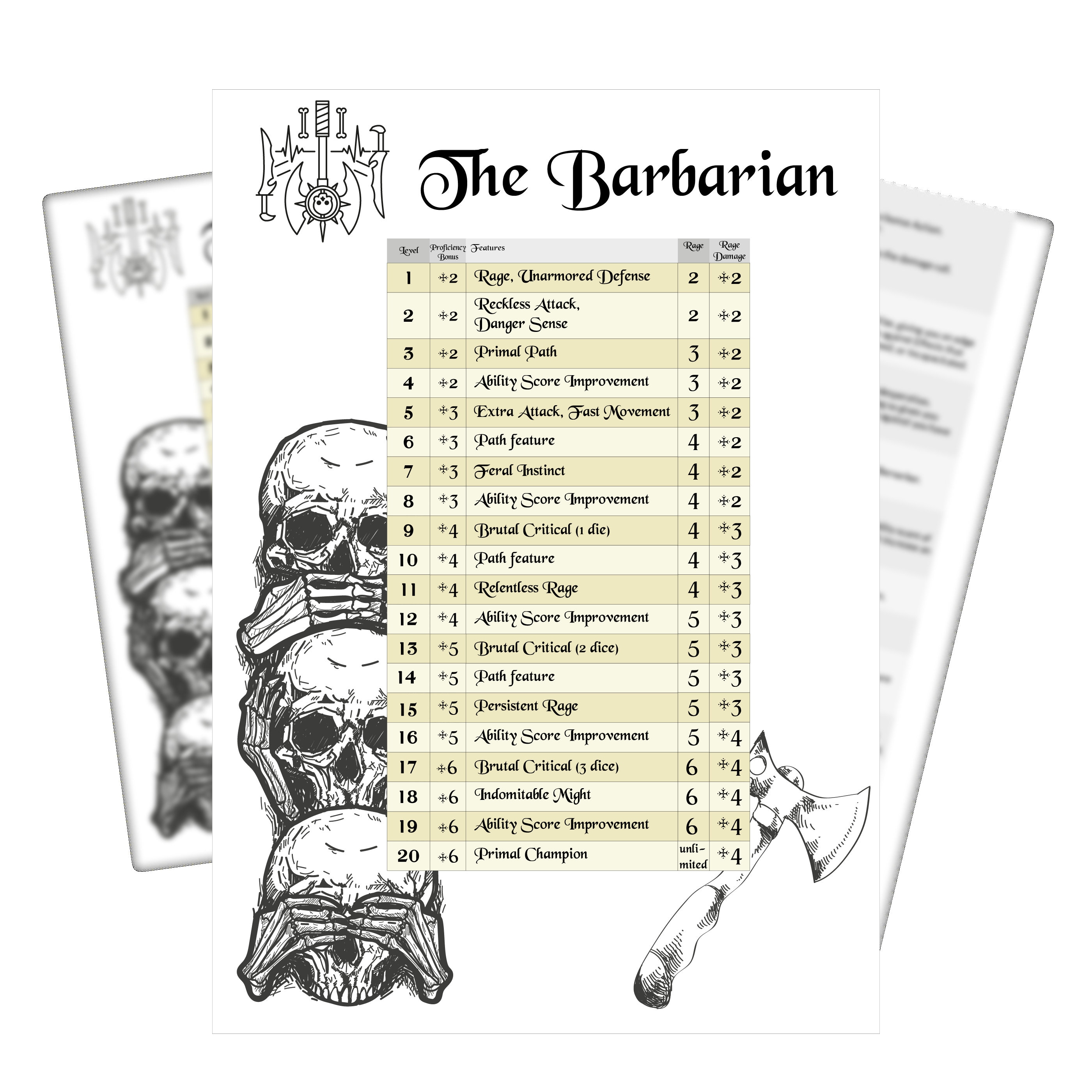 Level up Guide for Your Barbarian DND - Etsy