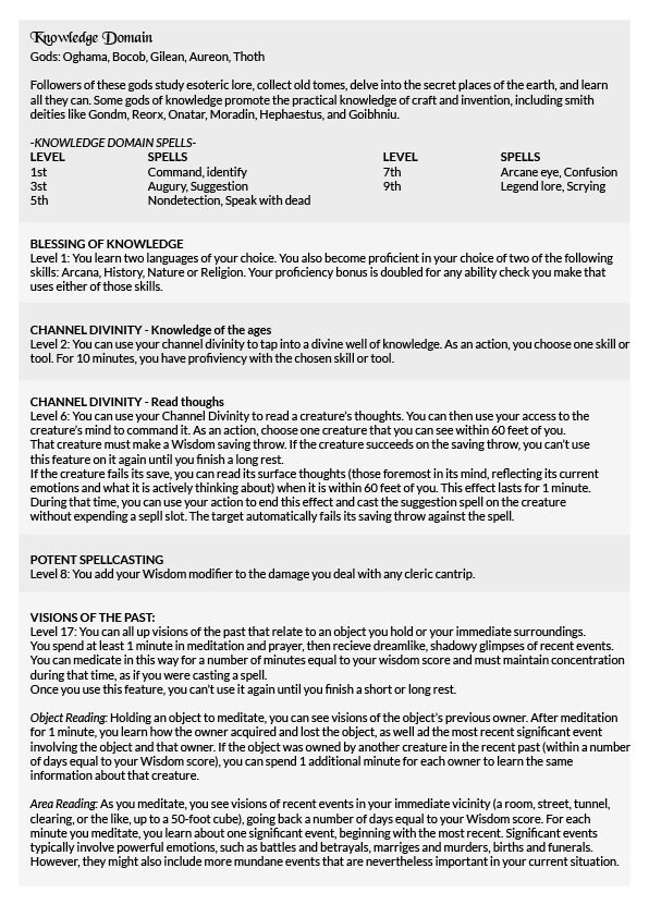 Level up Guide for Your Cleric Dnd - Etsy