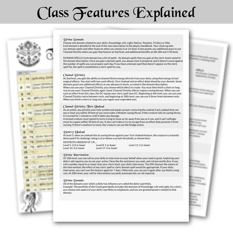 Level up Guide for Your Cleric Dnd - Etsy