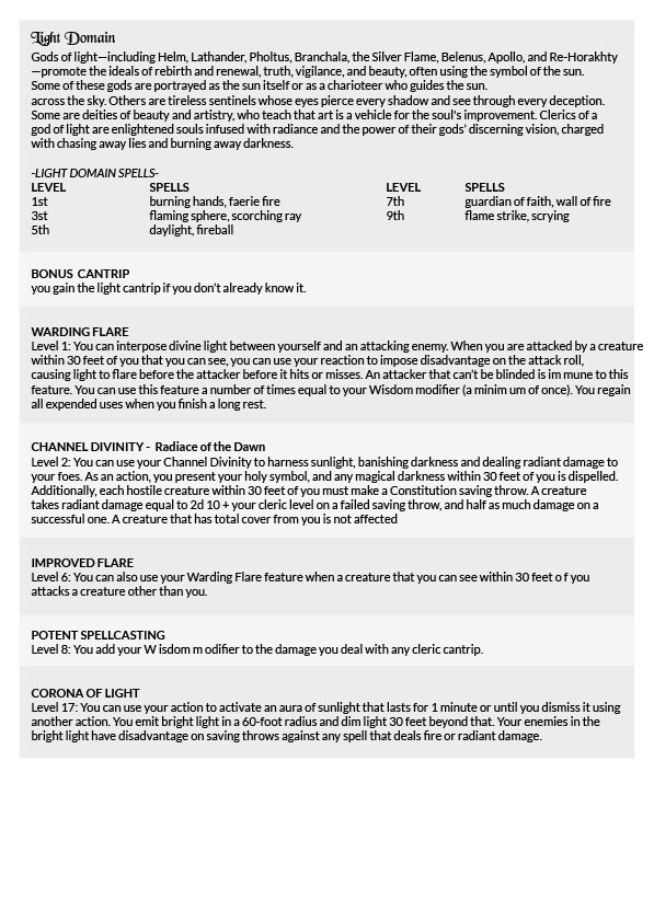 Level up Guide for Your Cleric Dnd - Etsy