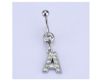 Initial Belly Button Ring - Etsy