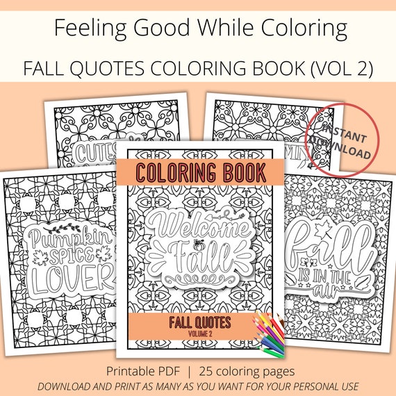 Coloring Pages Printable With Fall Quotes and Geometric - Etsy