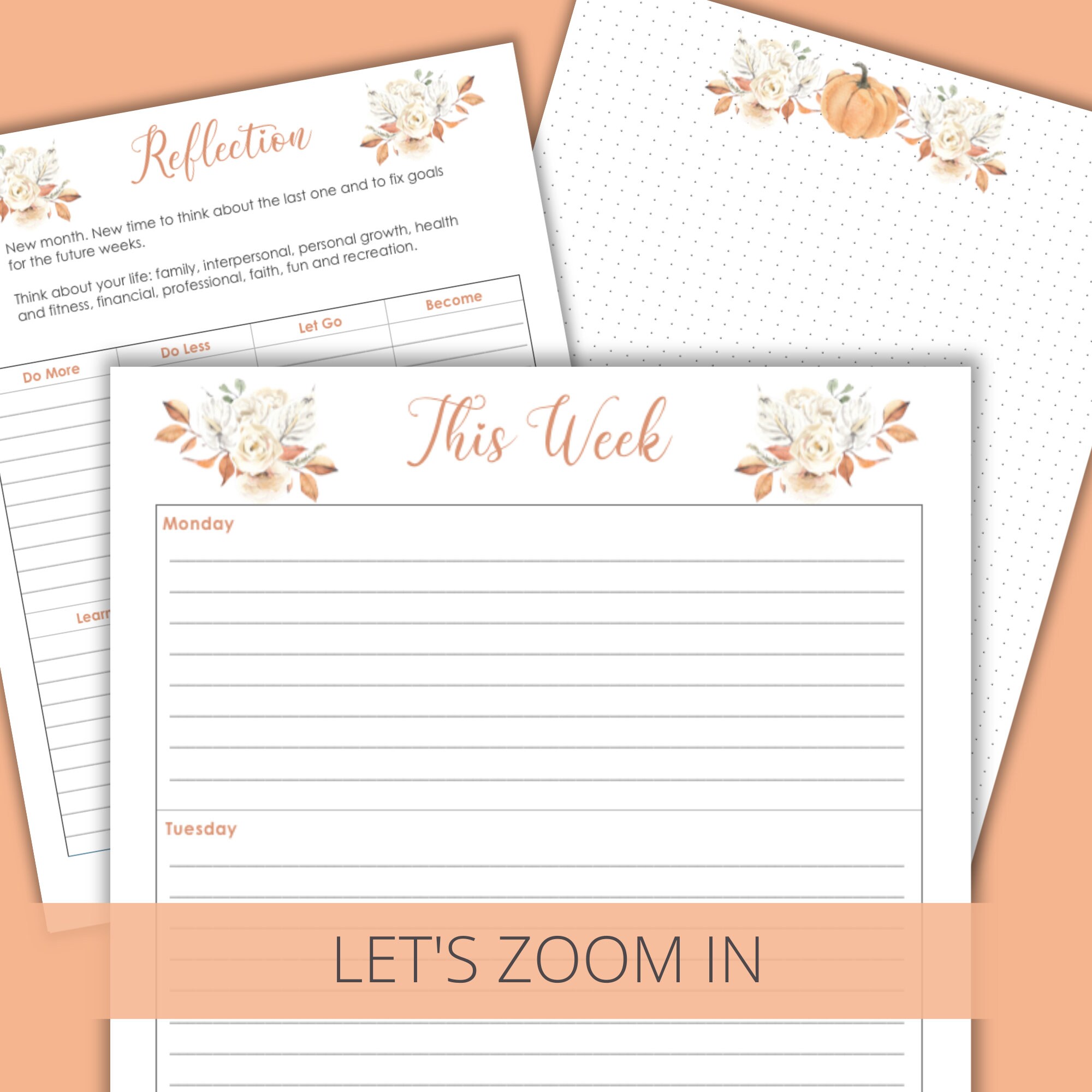 Printable Daily Journal With Aesthetic Botanical Fall Flowers and ...