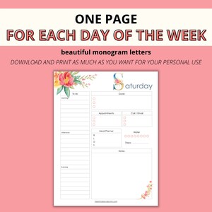 Printable Daily Planner Flower, Daily Planner Schedule, Daily Work ...