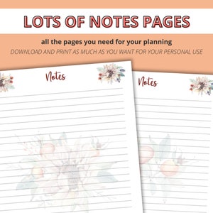 Fall Printable Planner With Watercolor Flowers and Leaves // Burgundy ...