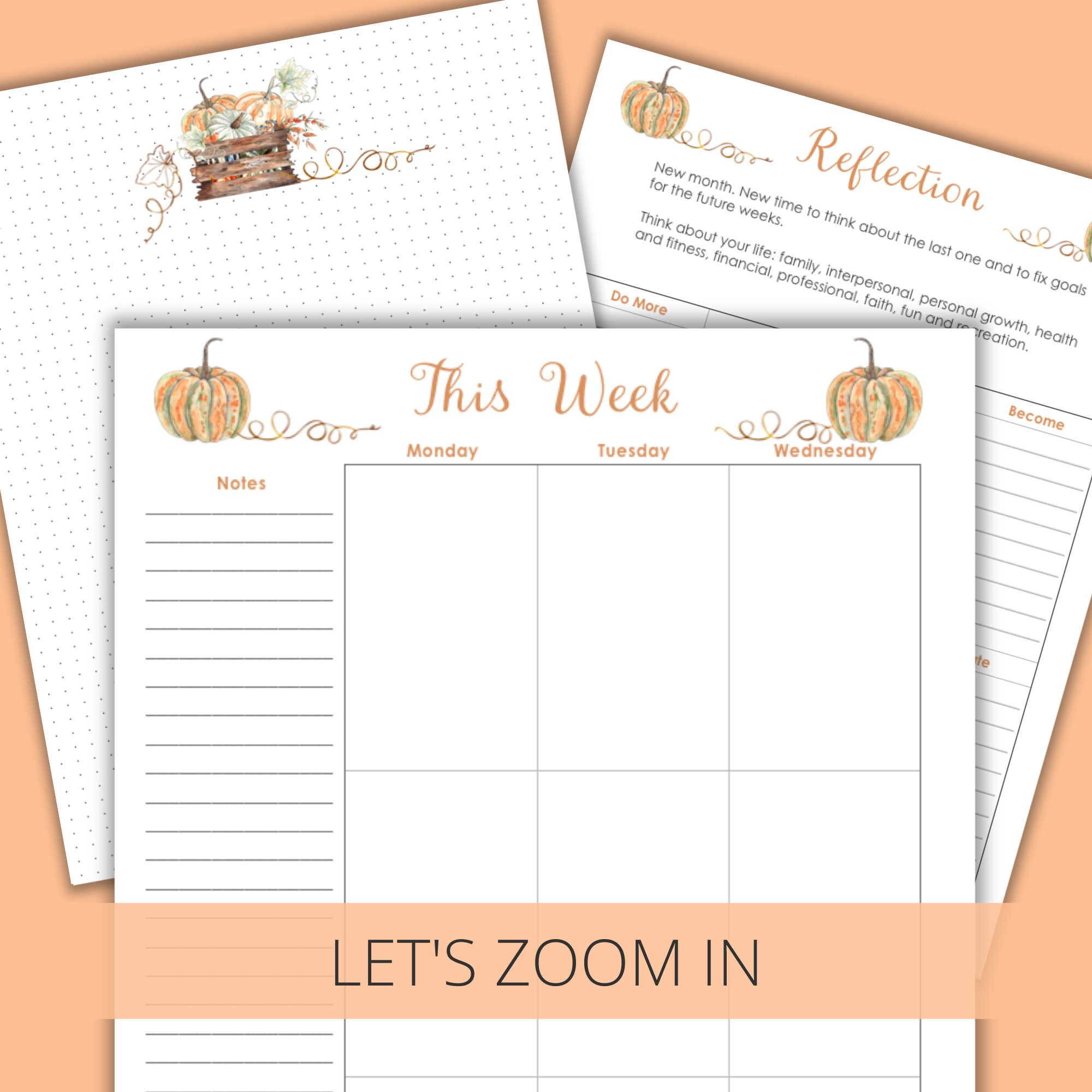 Planner Printable Hello Pumpkin // Monthly Calendar // Weekly Pages ...