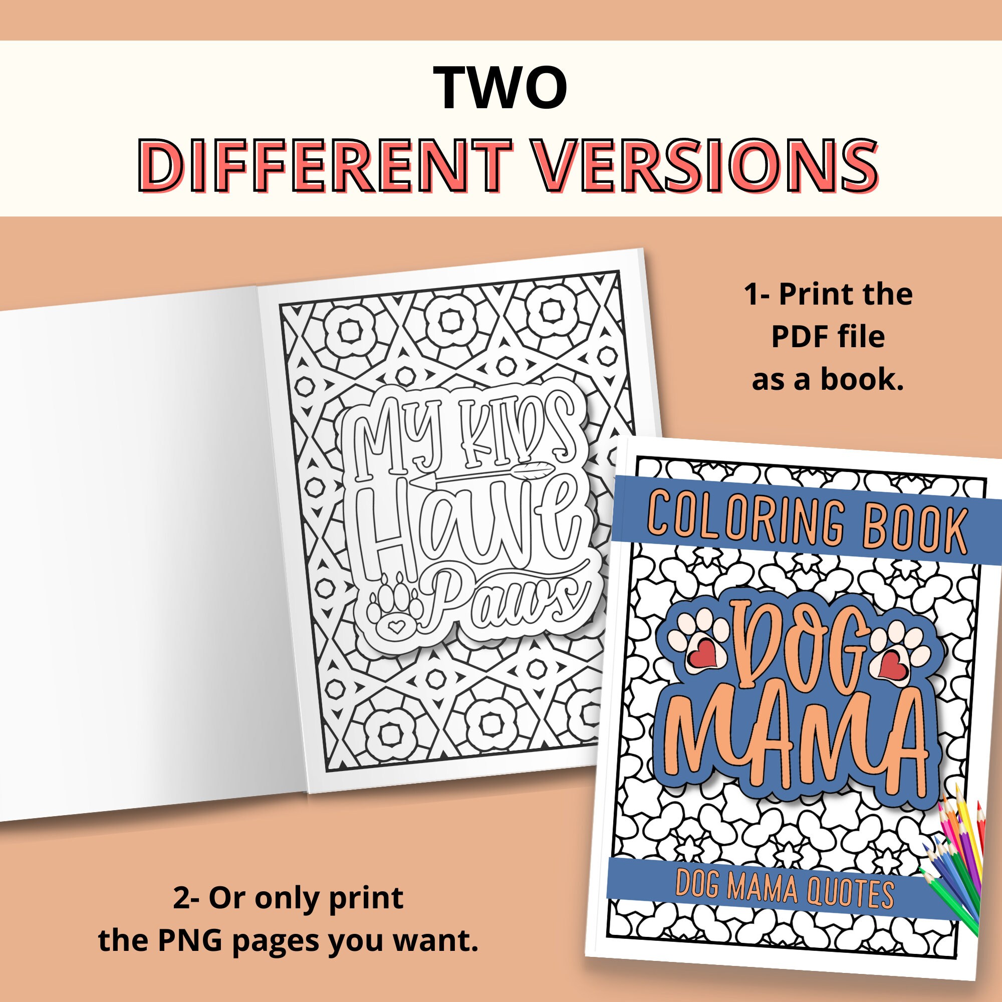 Printable Coloring Pages With Dog Mama Quotes on Geometric Pattern ...