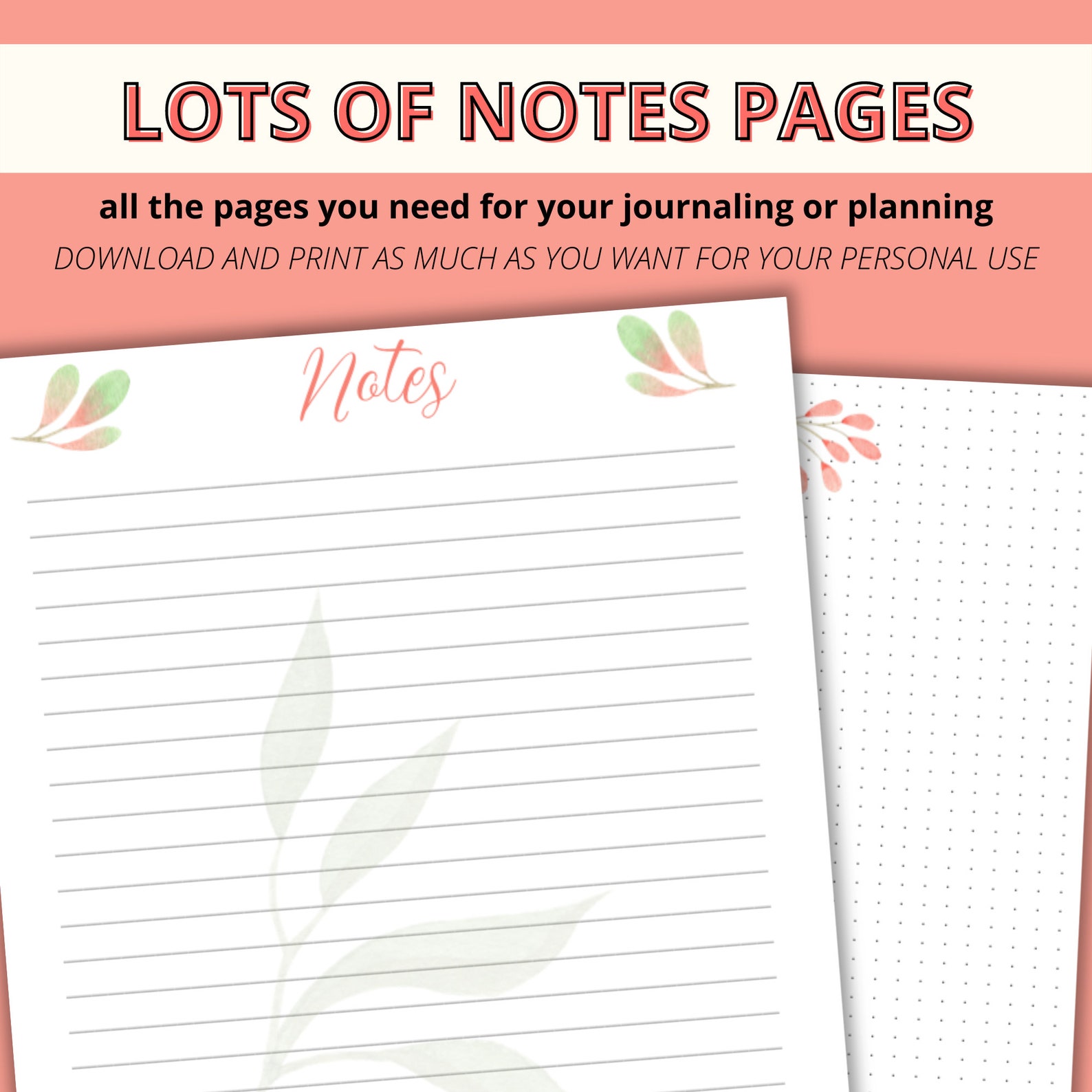 Printable Journal, Printable Journal Pages, Blank Journal, Watercolor ...