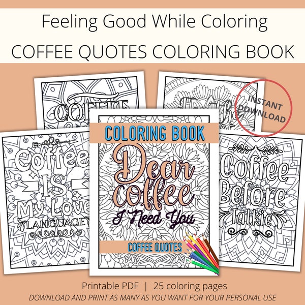 Coffee Quotes Coloring Pages - Etsy