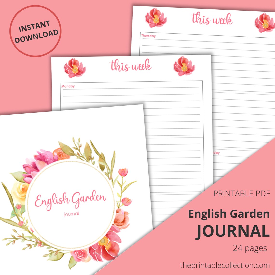 Printable Journal, Printable Journal Pages, Blank Journal, Watercolor ...