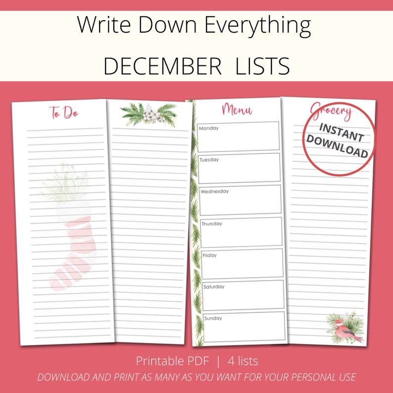 Printable to Do List With Watercolor Christmas Illustrations ...