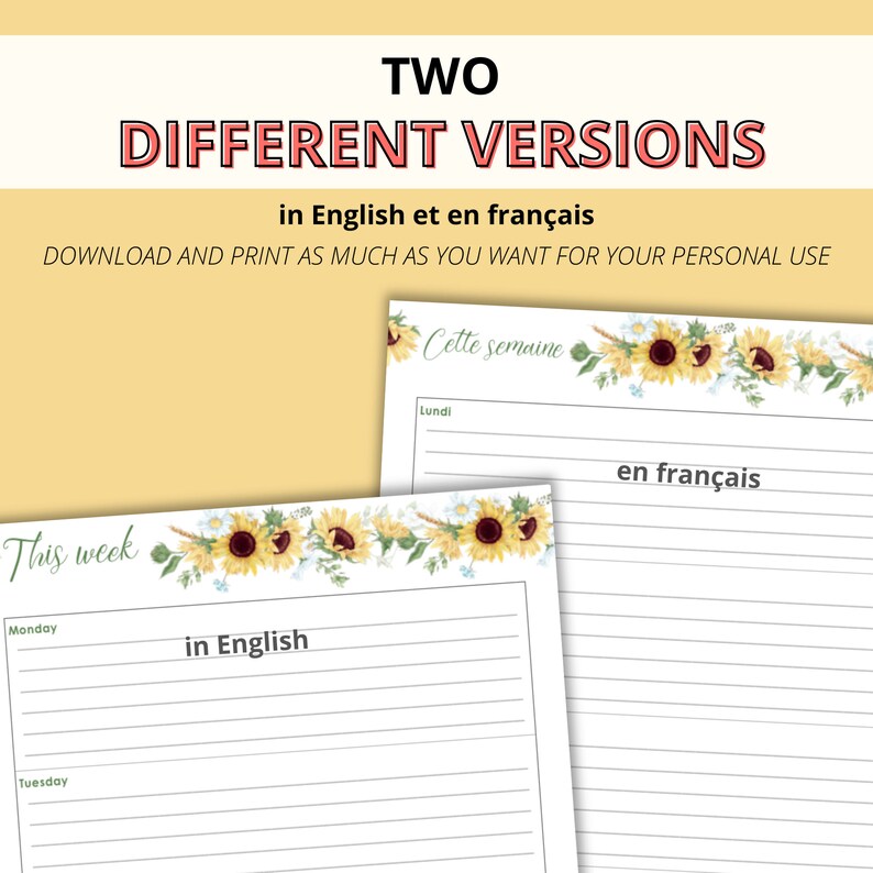 Printable Journal With Watercolor Sunflowers Images // Writing Lined ...