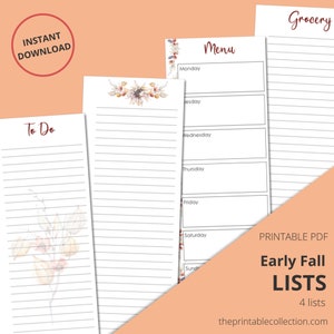 Printable to Do Lists Watercolor Fall Flowers and Leaves // Printable ...