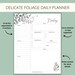 Printable Daily Planner Delicate Foliage With Watercolor Green and ...