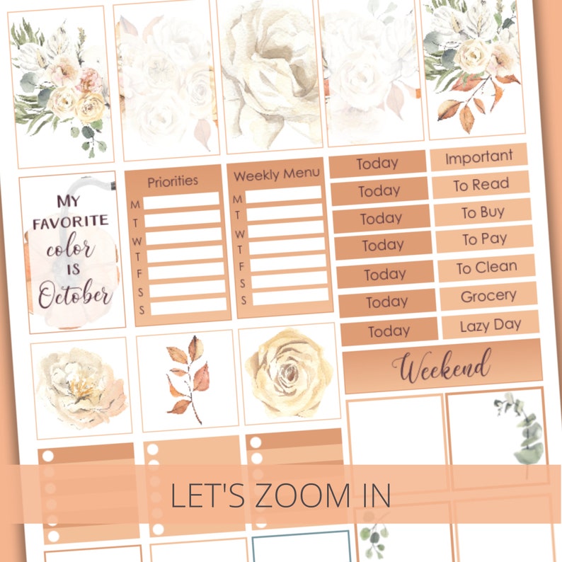 Printable Aesthetic Flower Stickers // Planner Stickers Fall - Etsy