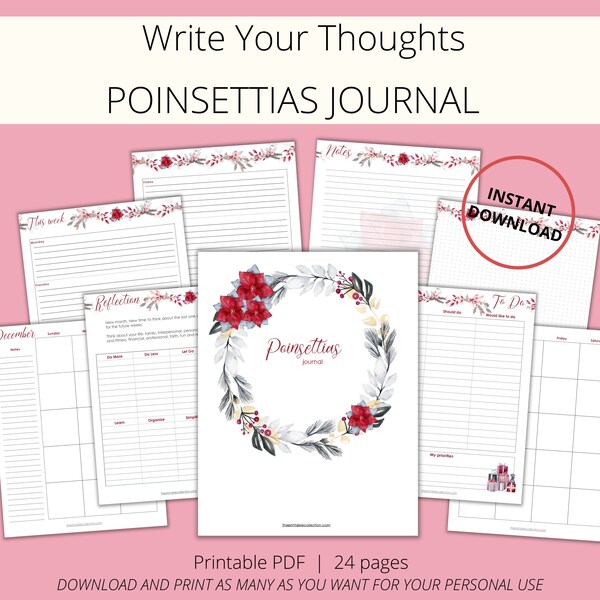 Fall Printable Planner With Watercolor Flowers and Leaves // Burgundy ...