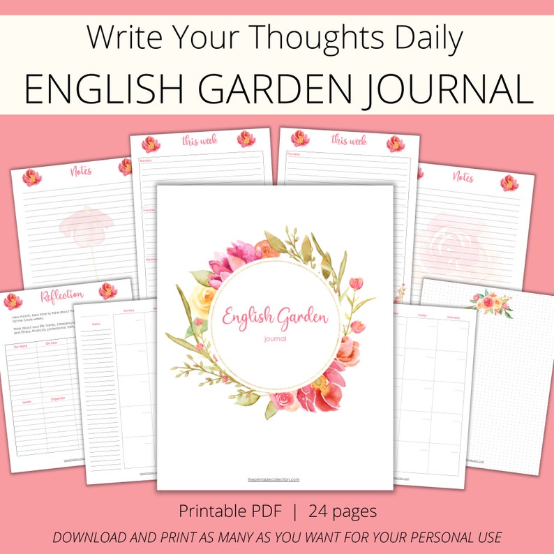 Printable Journal, Printable Journal Pages, Blank Journal, Watercolor ...