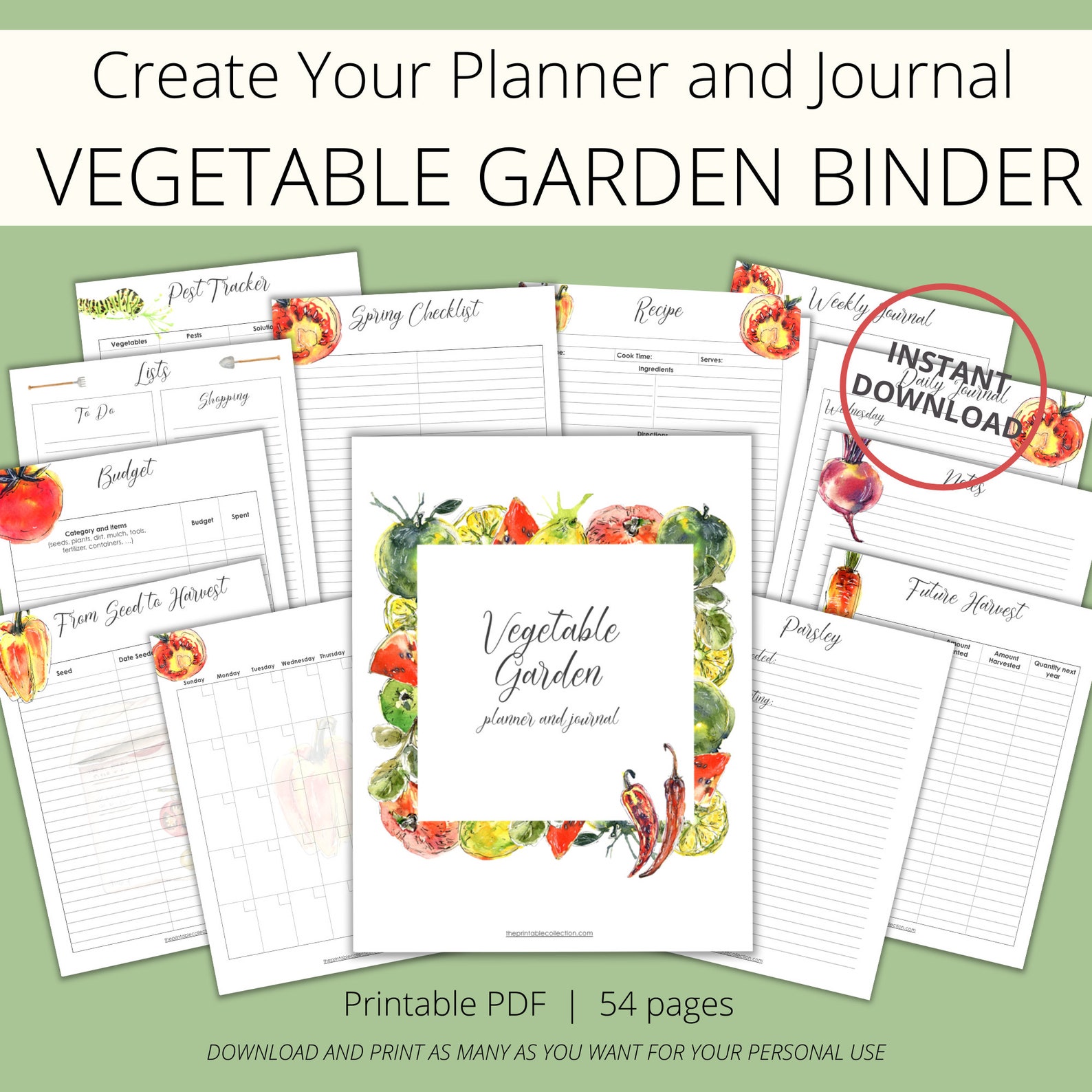 Printable Garden Binder, Vegetable Garden Planner, Garden Journal ...