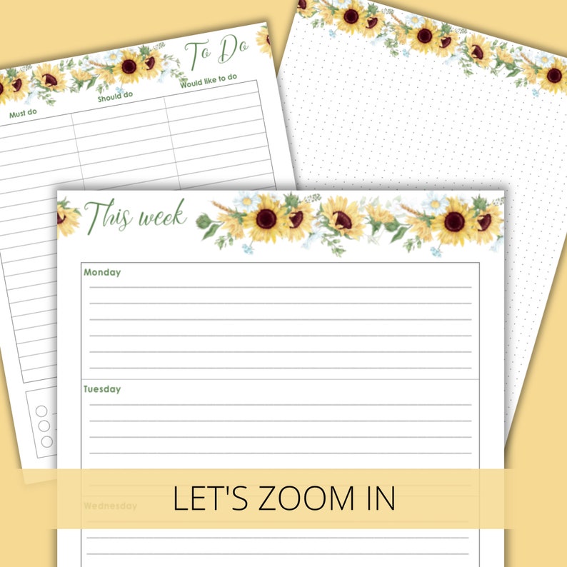 Printable Journal With Watercolor Sunflowers Images // Writing Lined ...