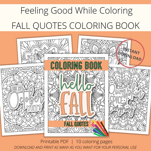 Coloring Pages Printable With Fall Quotes and Mandalas // - Etsy
