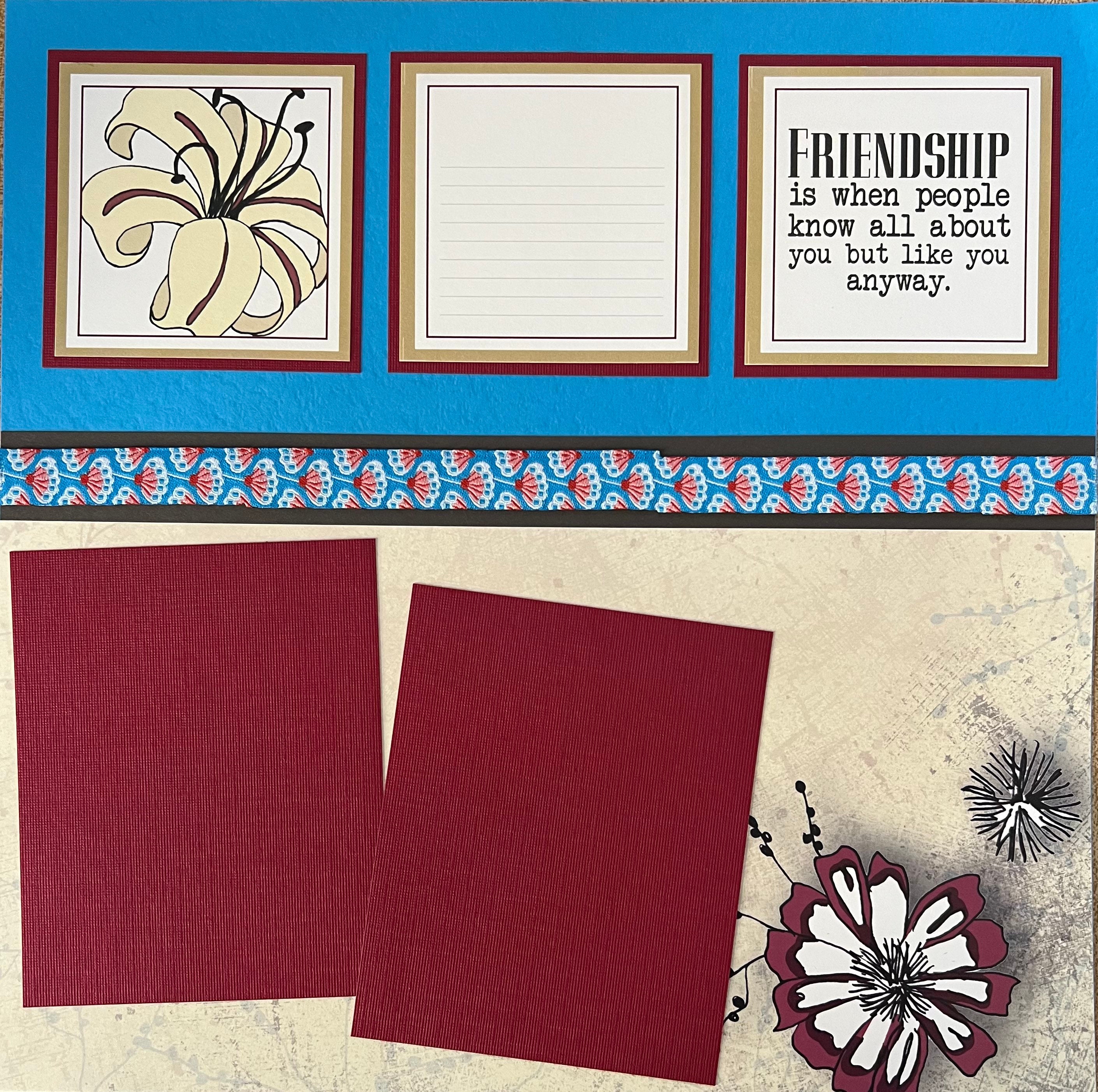 Pre-made Scrapbook Pages, 12x12, Friendship Theme, Perfect for Framing ...