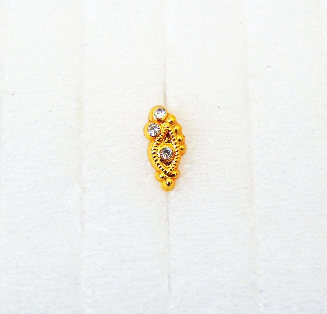 Nose Ring 22K Gold Plated Nath Indian Wedding Nath Floral Hoop Nose ...