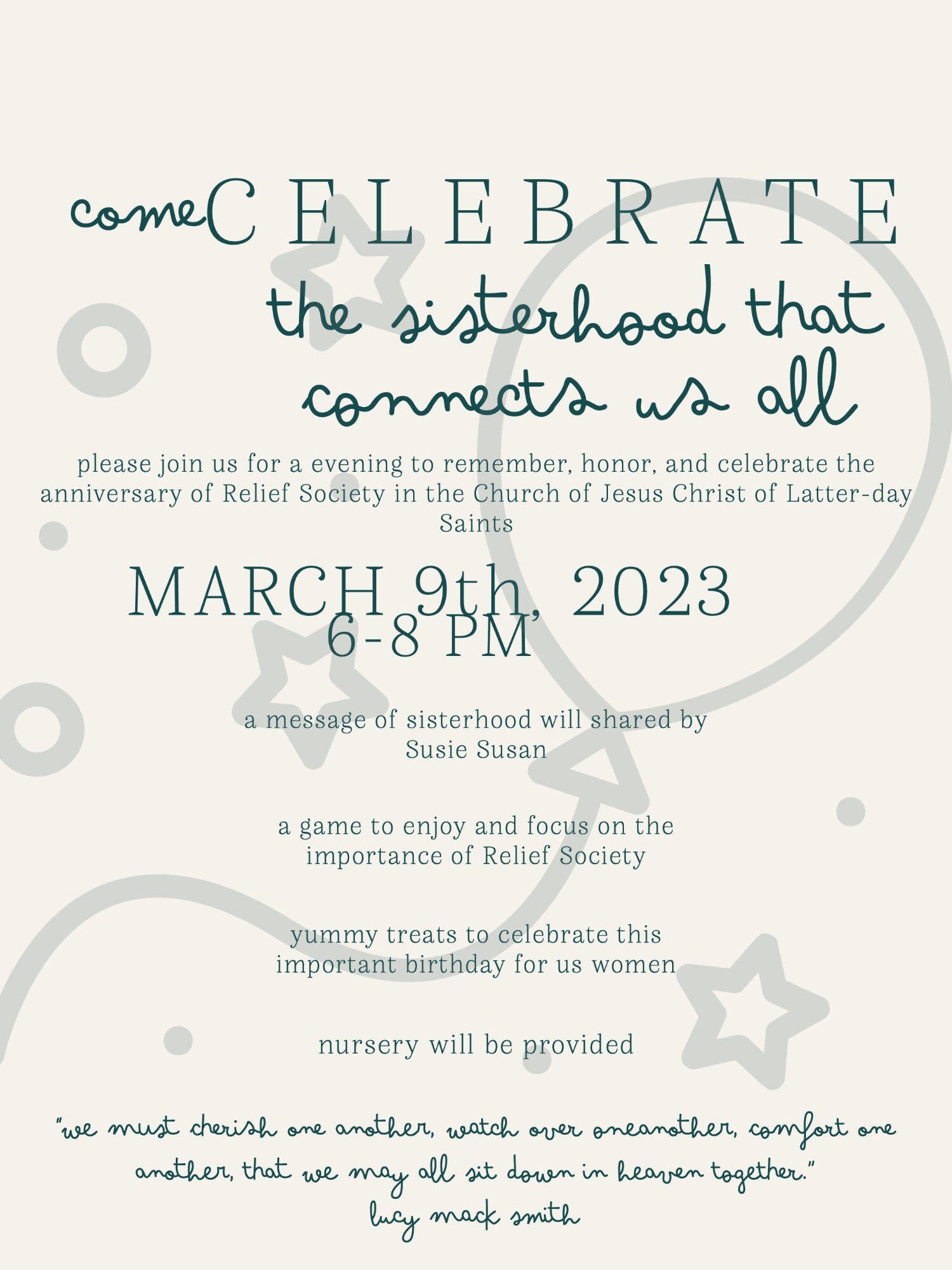 Relief Society Activity Invitation, Lds Relief Society, Religious ...