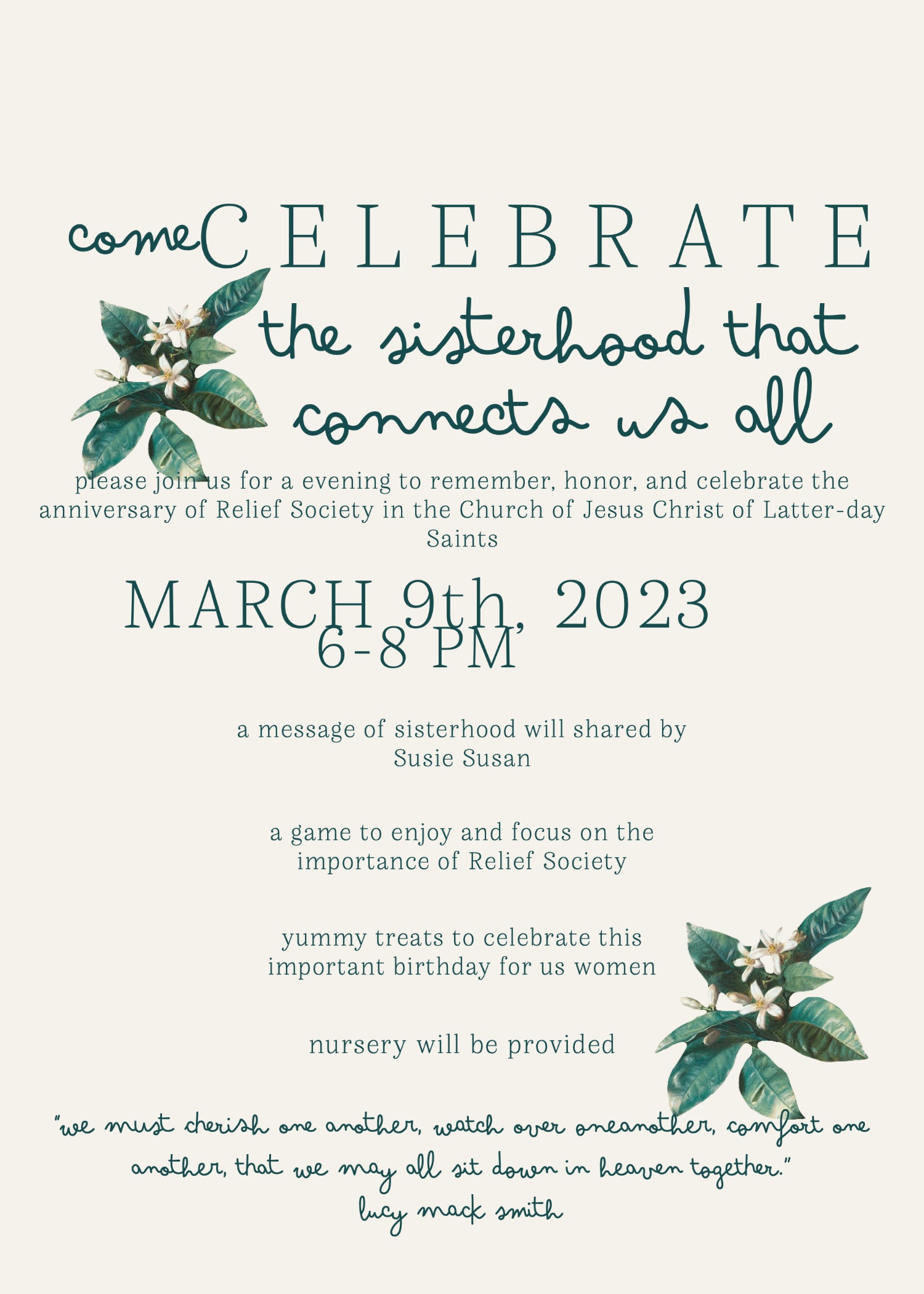 Relief Society Activity Invitation, Lds Relief Society, Religious ...