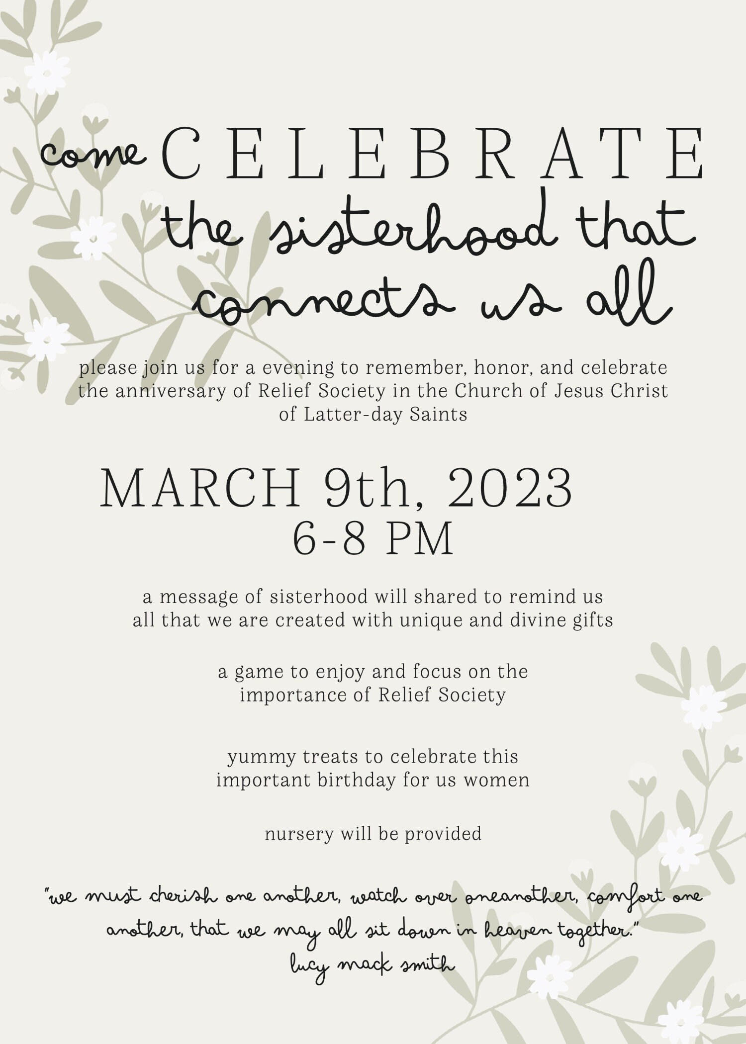 Relief Society Activity Invitation, Lds Relief Society, Religious ...