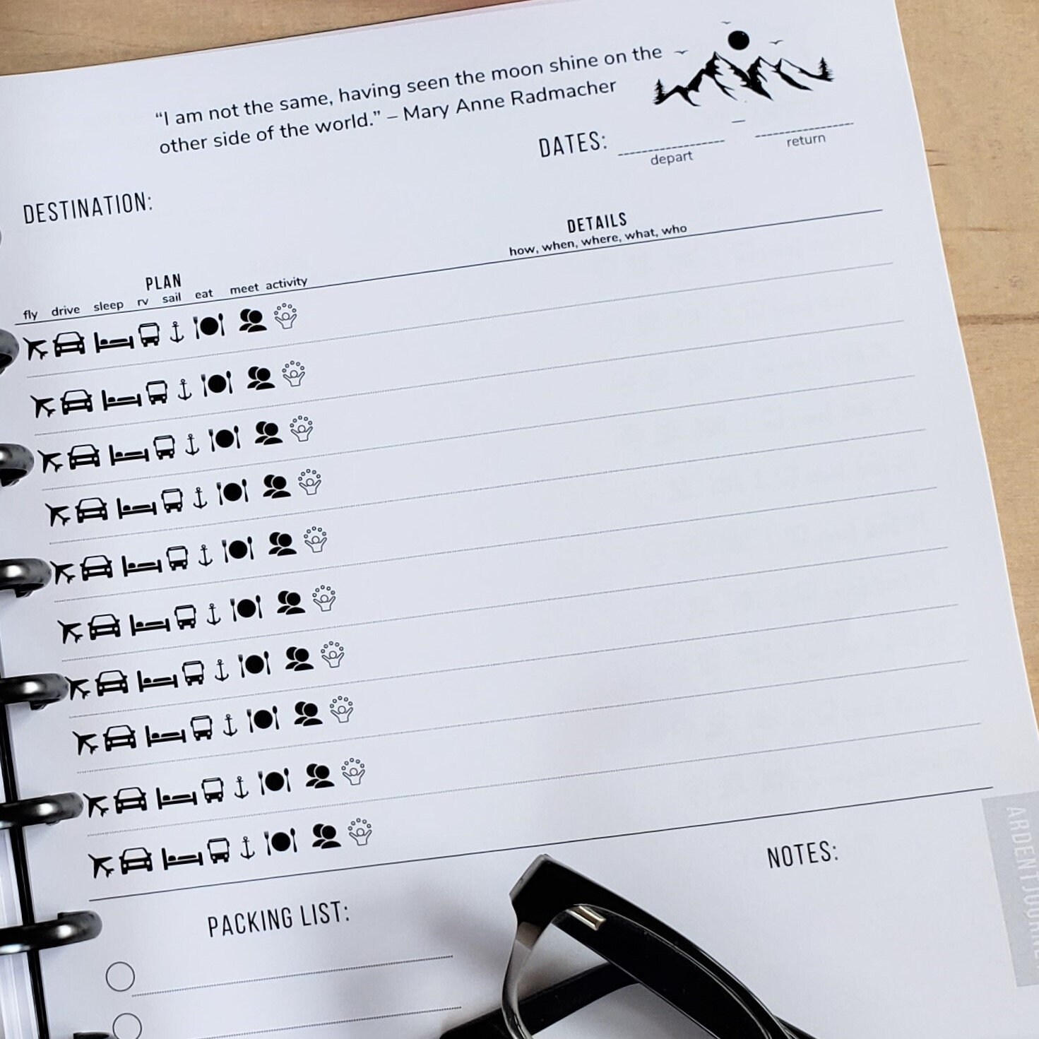 Travel Planner Discbound Refill Travel Insert for Disc Planner Travel ...