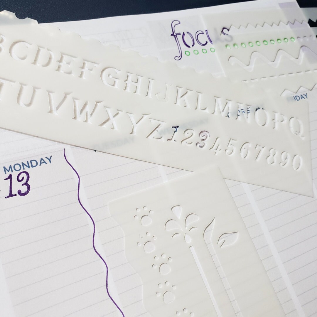 8 Stencils for Planner and Journal, Letters and Numbers Stencil ...