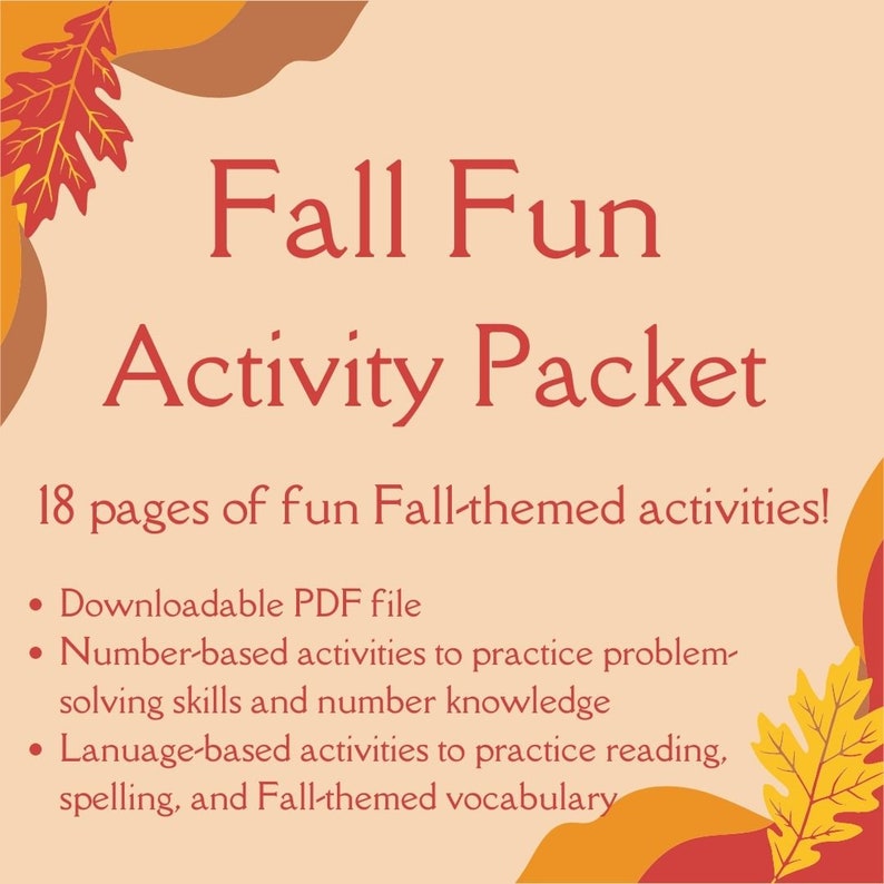 Fall Activity Packet - Etsy