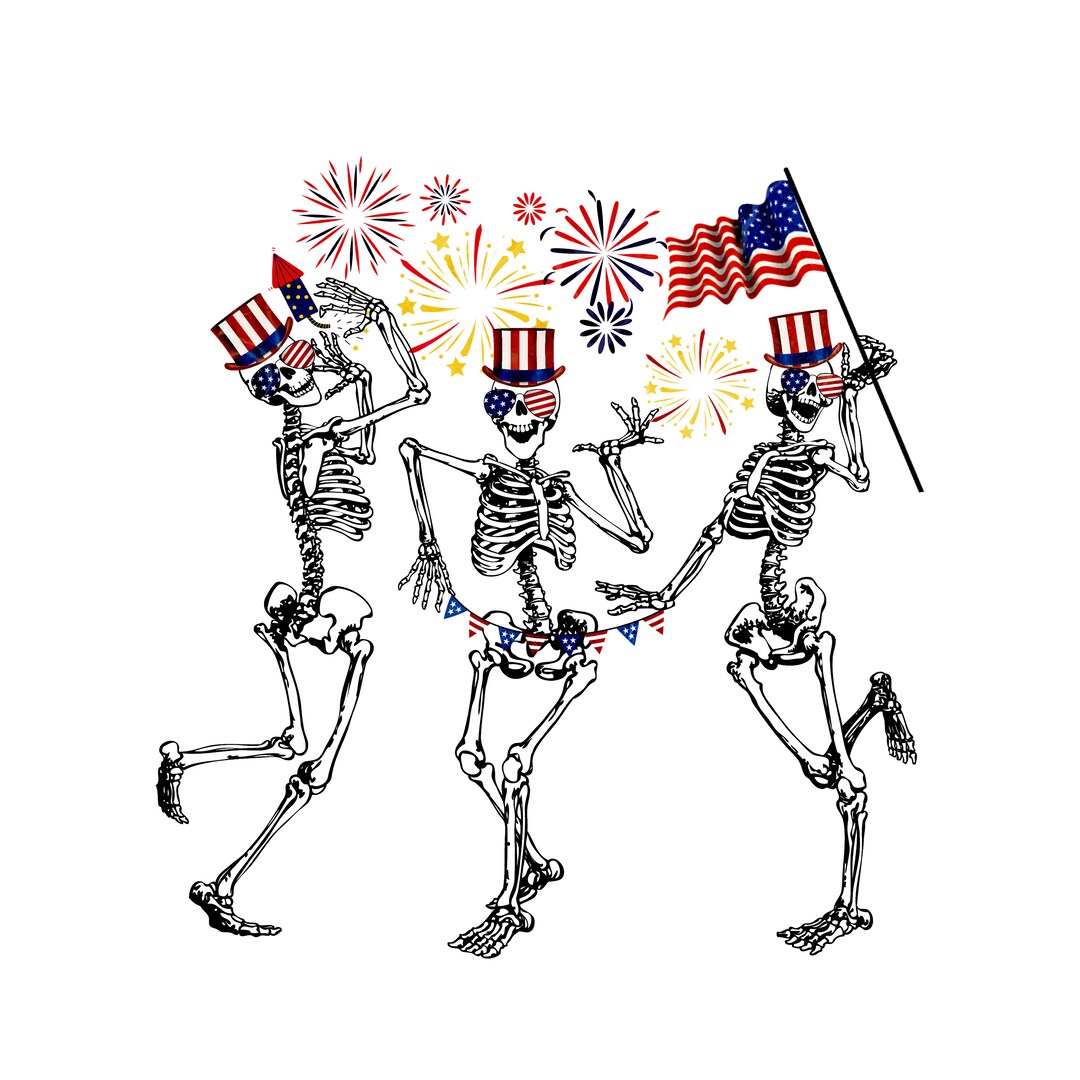 Fourth of July Skellies PNG, Print, Holiday, Skeleton, Dancing ...