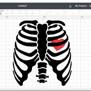 Skeleton Chest SVG File Png Easy to Cut Files, Rib Cage With Heart ...