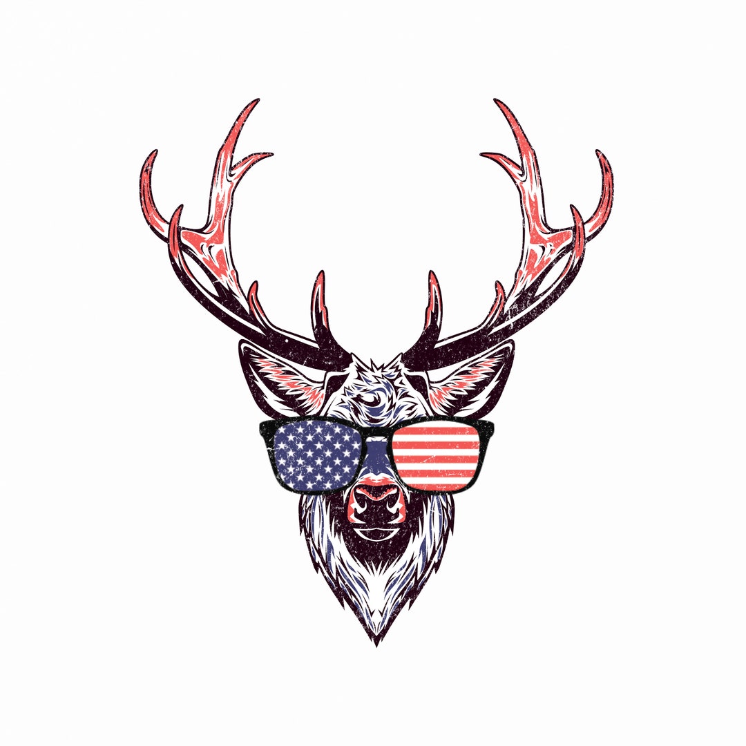 4th of July Antlers Deer With Sunglasses USA America Deer - Etsy