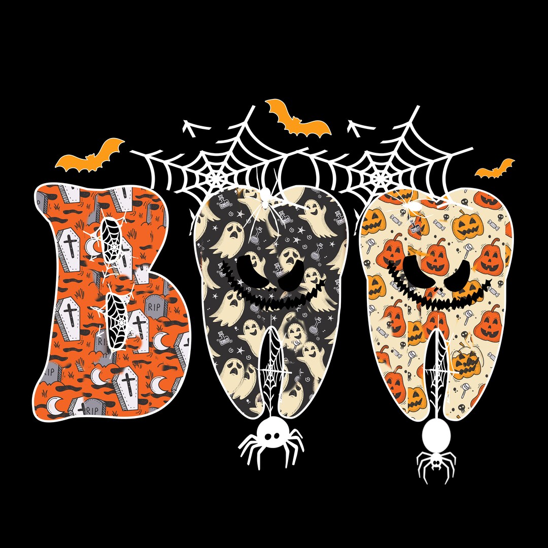 Boo Teeth Pumpkin Digital Download, Dentist PNG, Dental Hygienist Print ...