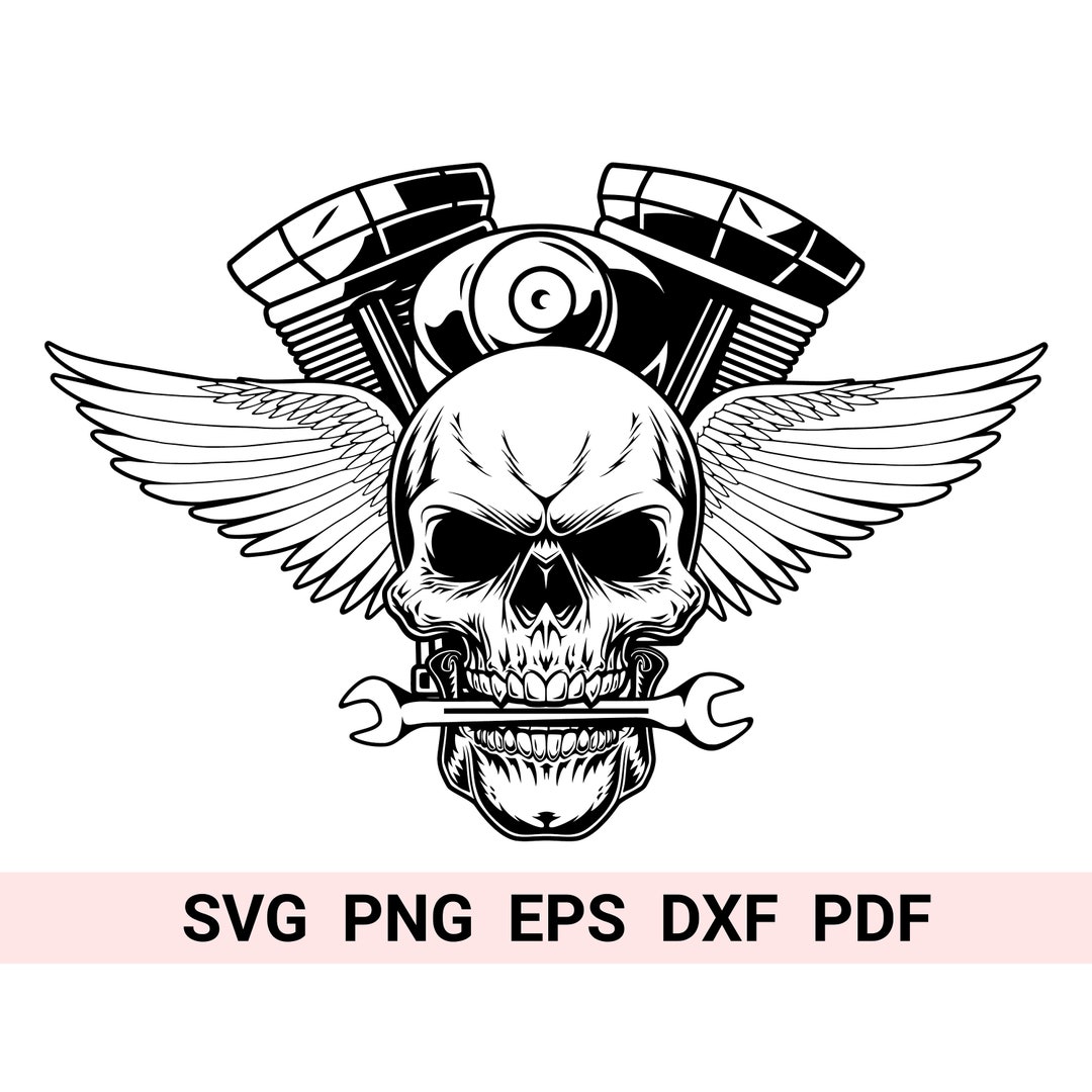 Piston Skull SVG | Crossbones PNG| Mechanic T-shirt Decal Sticker ...